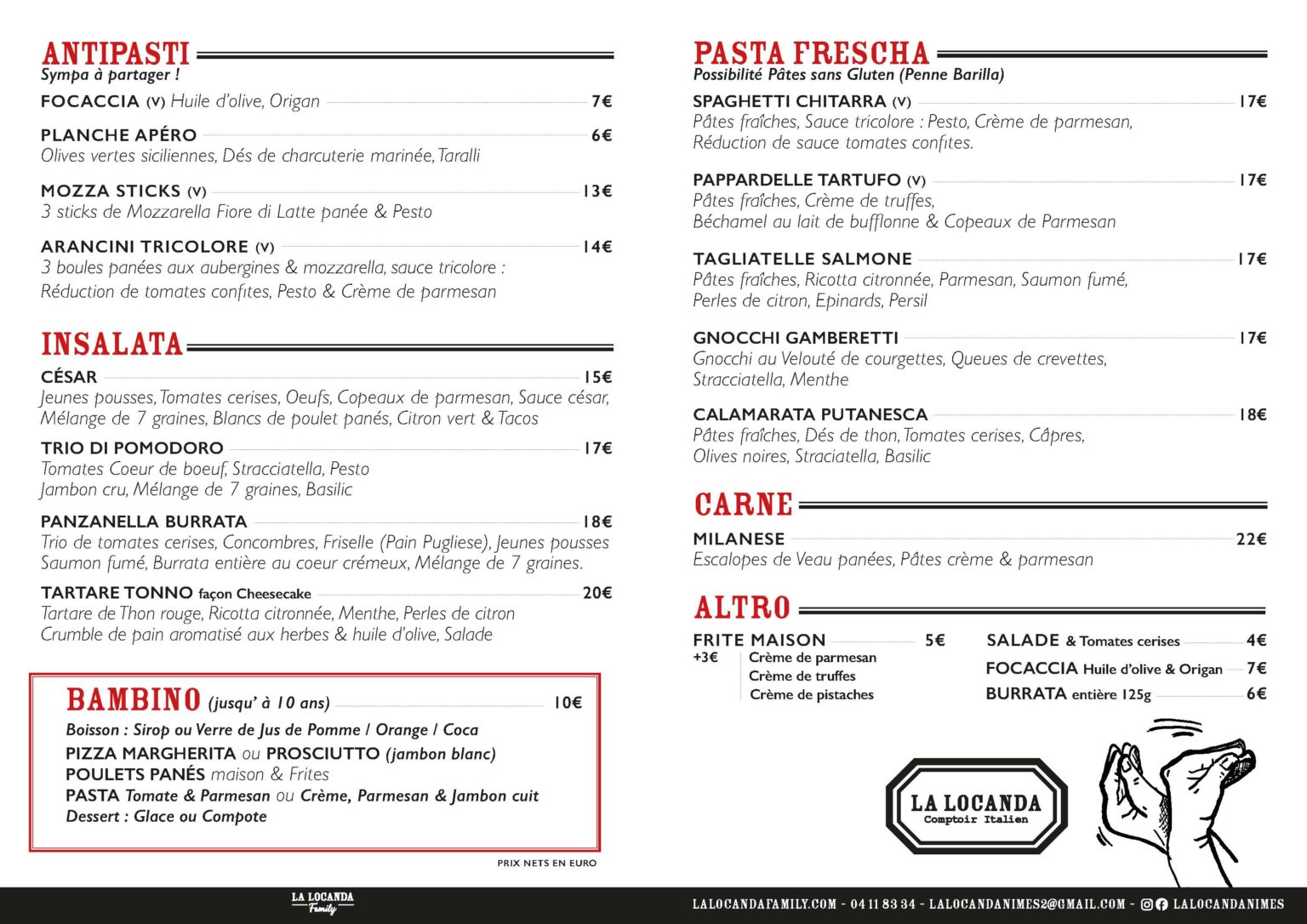 Menu Nîmes
